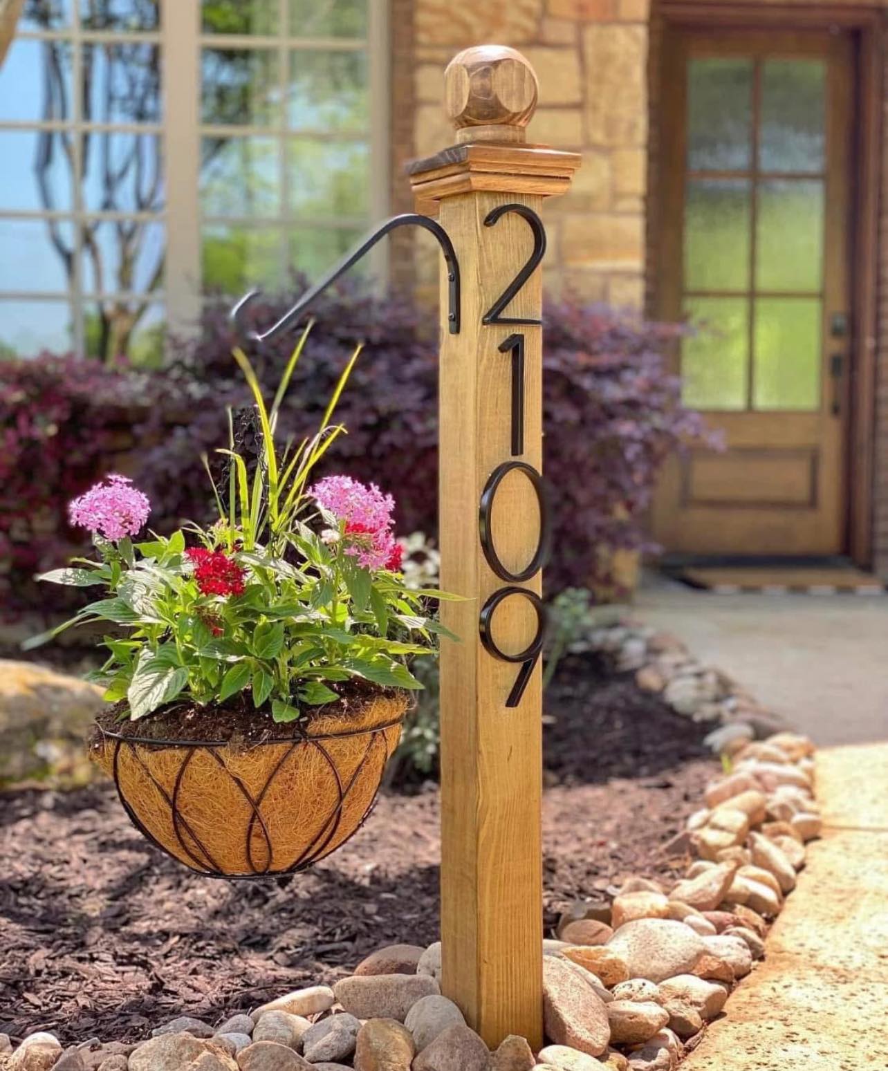 How to Build a DIY Flower Post with House Numbers - Shanty 2 Chic