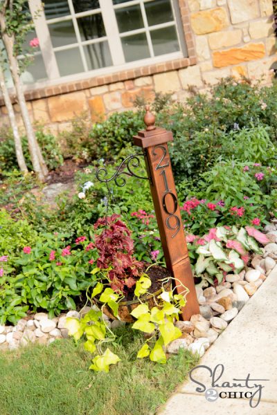 How to Build a DIY Flower Post with House Numbers - Shanty 2 Chic