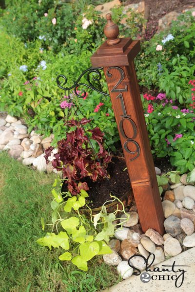 How to Build a DIY Flower Post with House Numbers - Shanty 2 Chic