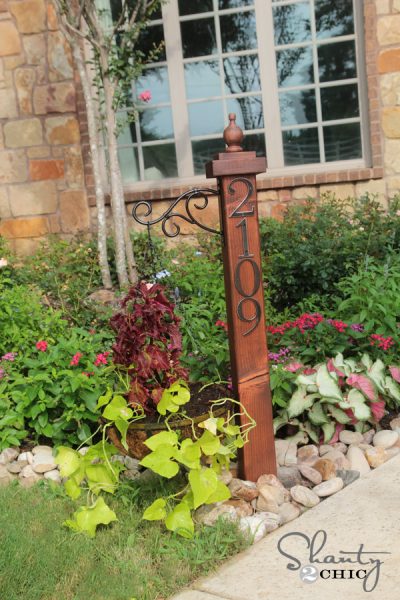 How to Build a DIY Flower Post with House Numbers - Shanty 2 Chic