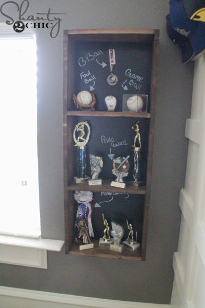 DIY Trophy Case for a Teen Boy Room - Shanty 2 Chic