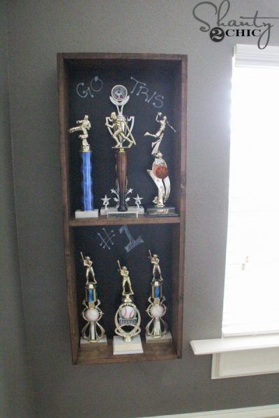 DIY Trophy Case for a Teen Boy Room - Shanty 2 Chic