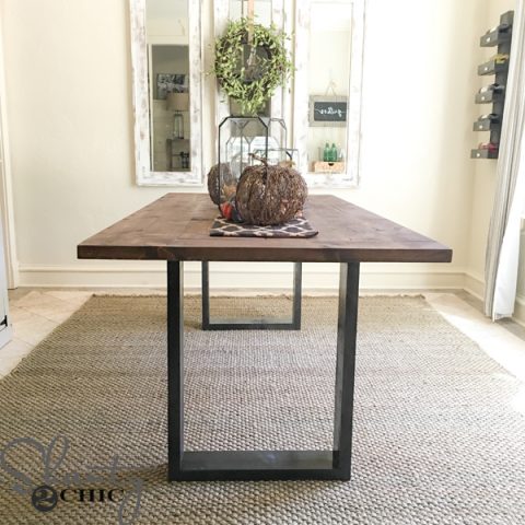 DIY Rustic Modern Dining Table - Shanty 2 Chic
