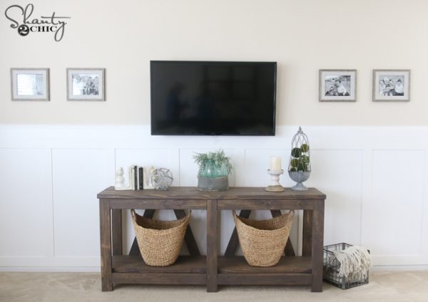 DIY Diagonal Base Farmhouse Console Table - Shanty 2 Chic