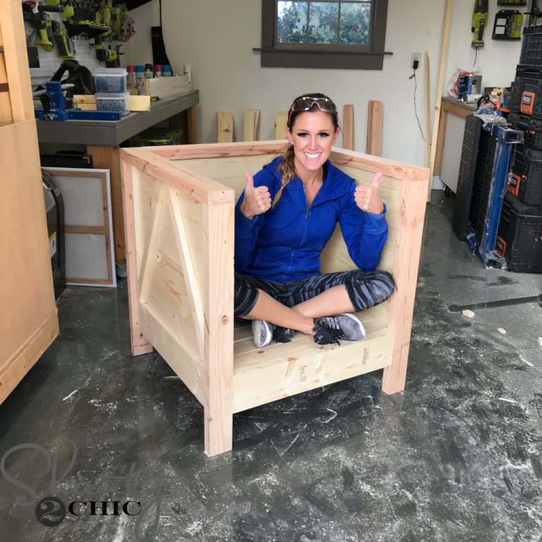 DIY Farmhouse Club Chair - Free Plans & How To Video - Shanty 2 Chic