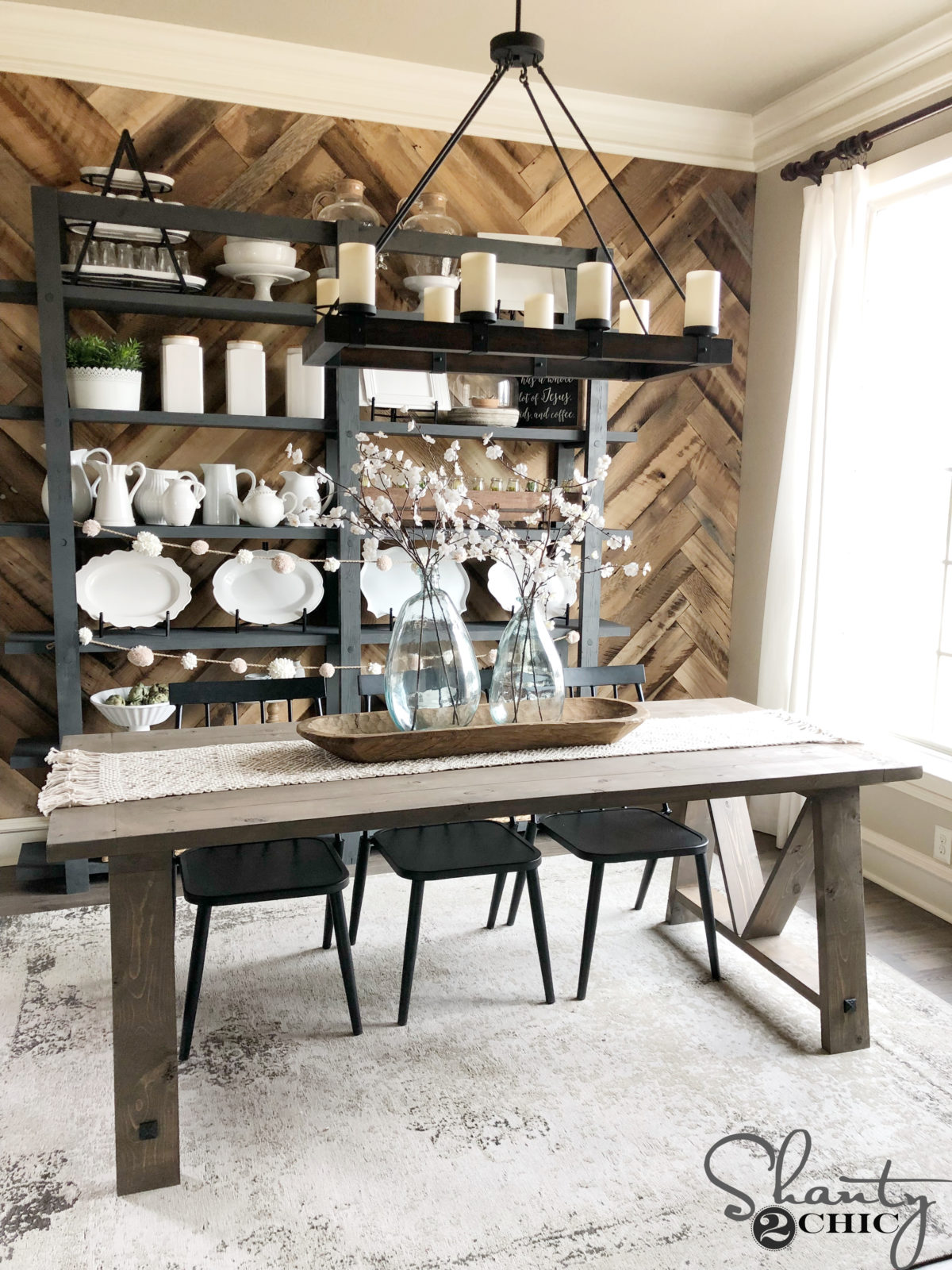 DIY Fancy V Dining Table – Free Plans Under $100 - Shanty 2 Chic