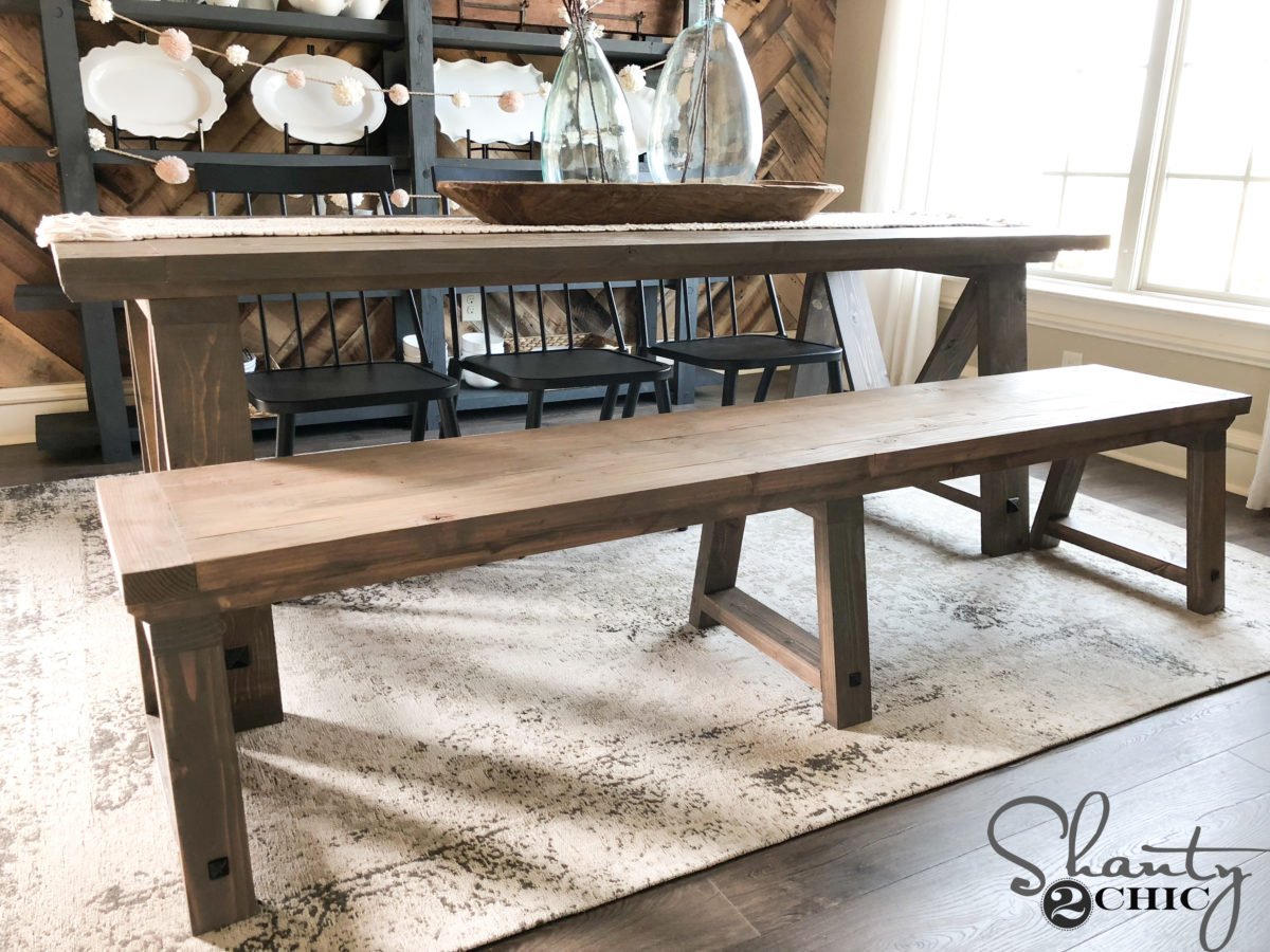 DIY Fancy V Dining Bench - Shanty 2 Chic