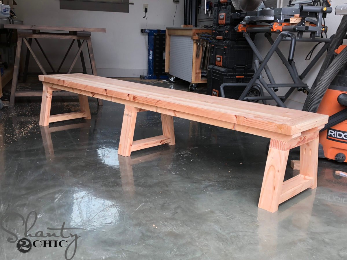 DIY Fancy V Dining Bench - Shanty 2 Chic