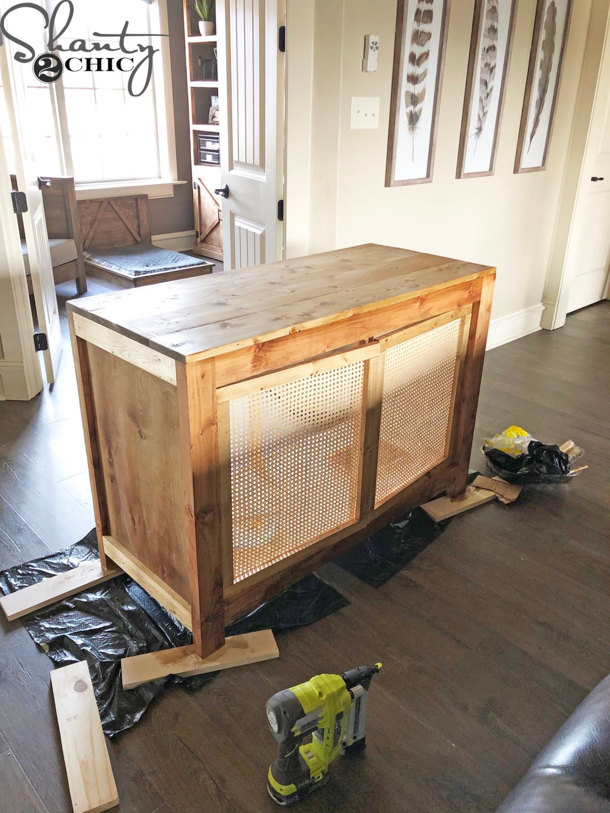 DIY Cane Cabinet - How to Build with Free Plans - Shanty 2 Chic