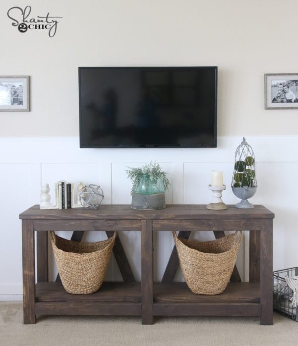 DIY Diagonal Base Farmhouse Console Table - Shanty 2 Chic