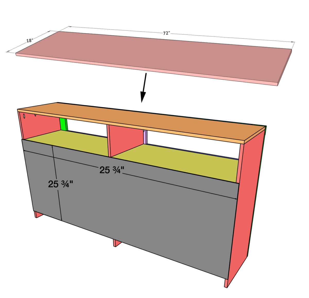 DIY 4 Door Media Console - Shanty 2 Chic