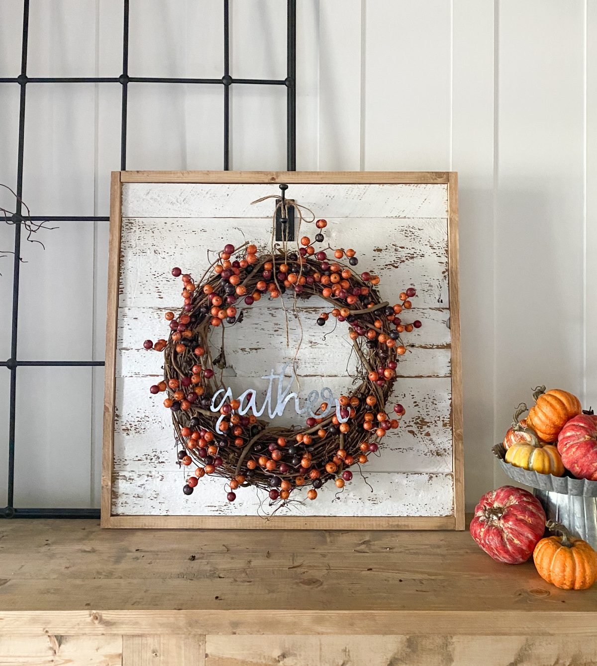 DIY Farmhouse Wreath Display - Shanty 2 Chic