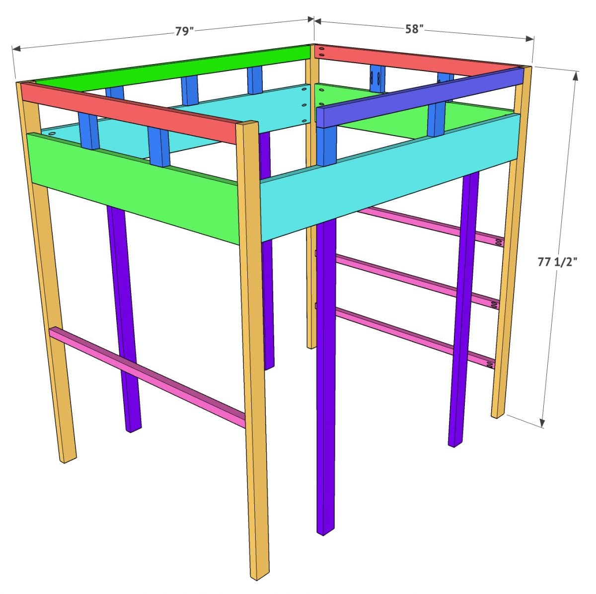 DIY Loft Bed Plans: How to Build a Loft Bed with Free Plans - Shanty 2 Chic