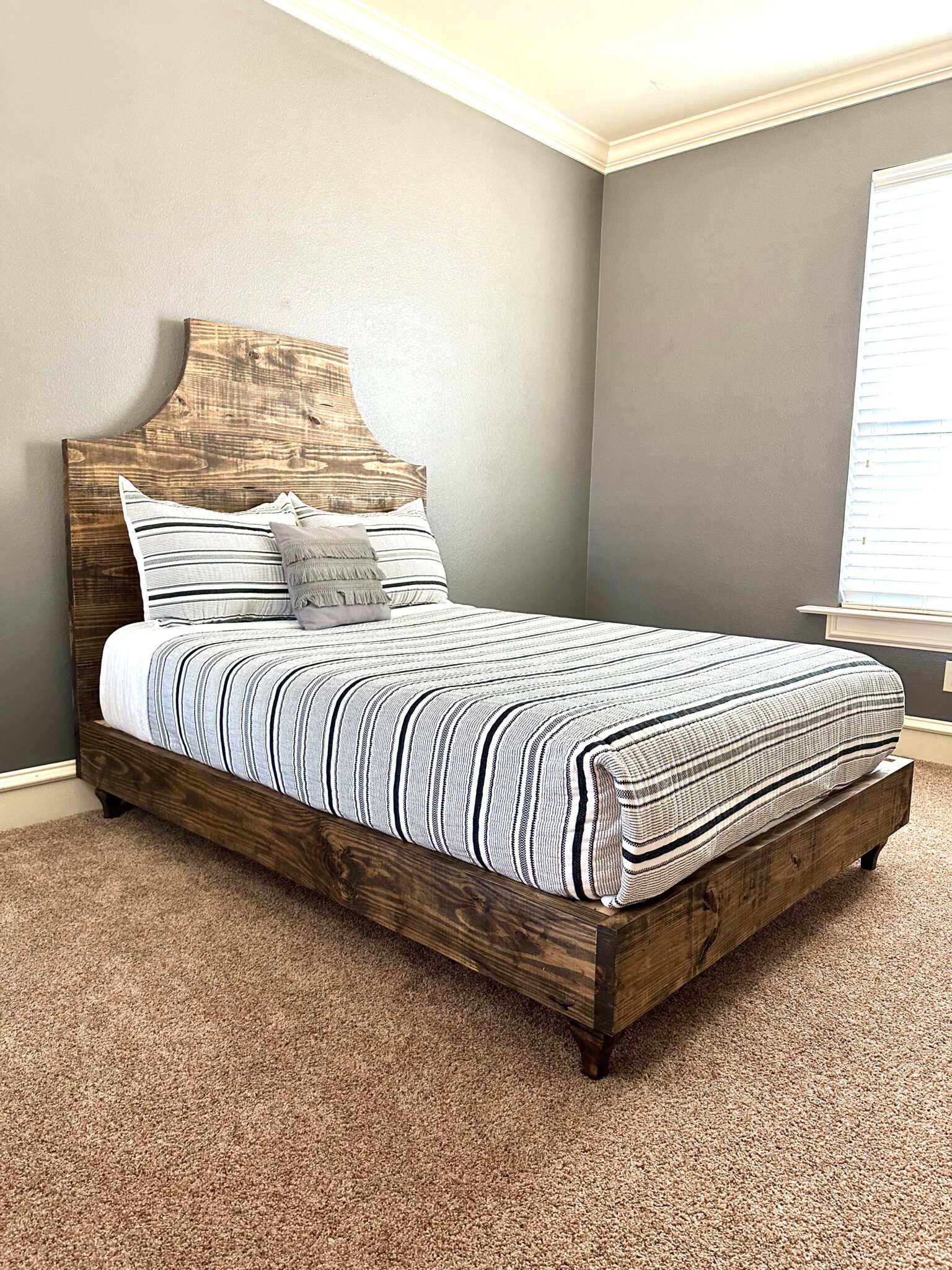 DIY Full Size Bed with Fancy Headboard - Shanty 2 Chic